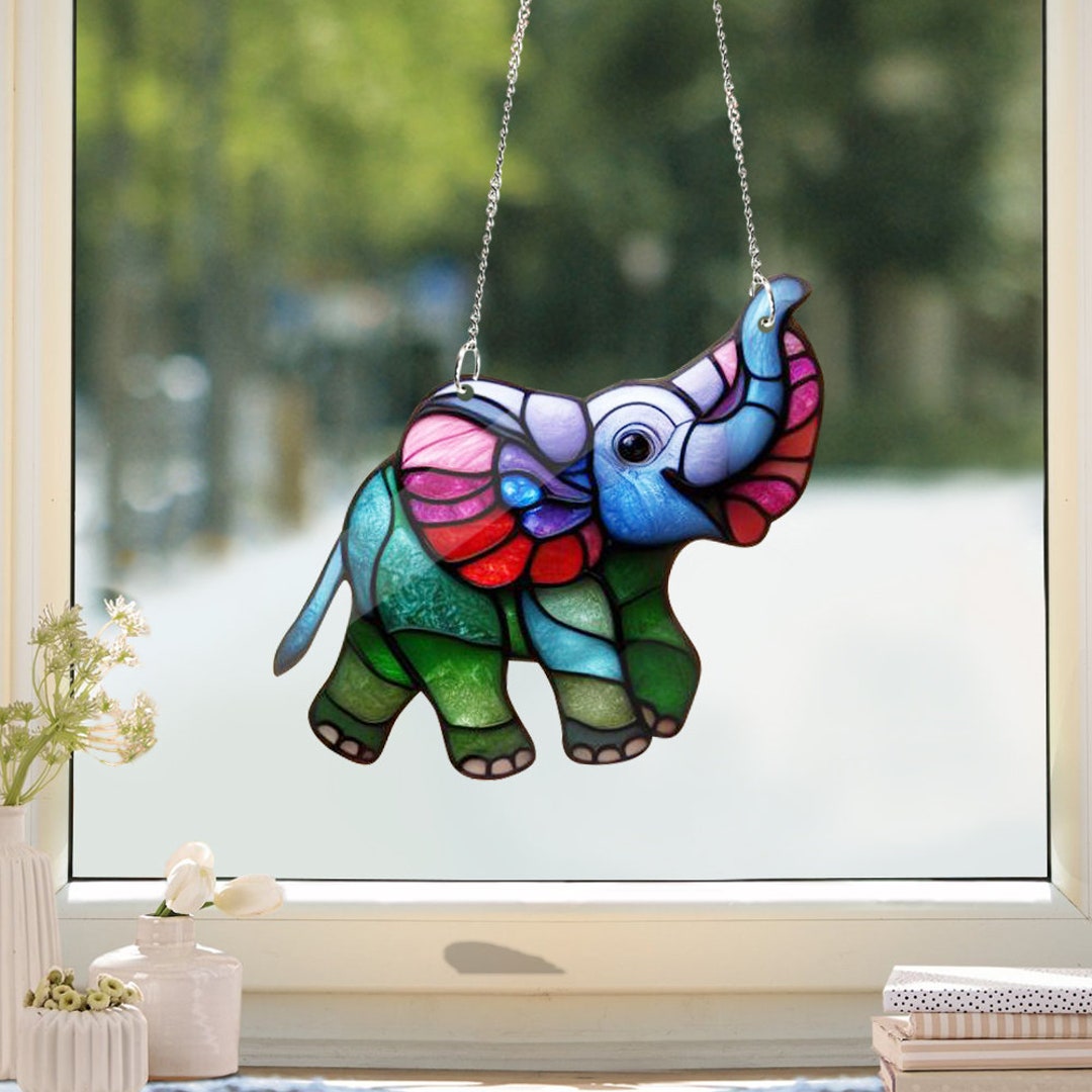 Elephant Acrylic Window Hanging: Home Decor - Etsy
