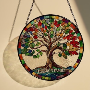 Personalized Tree of Life Glass Suncatcher: Family Window Hanging - Etsy