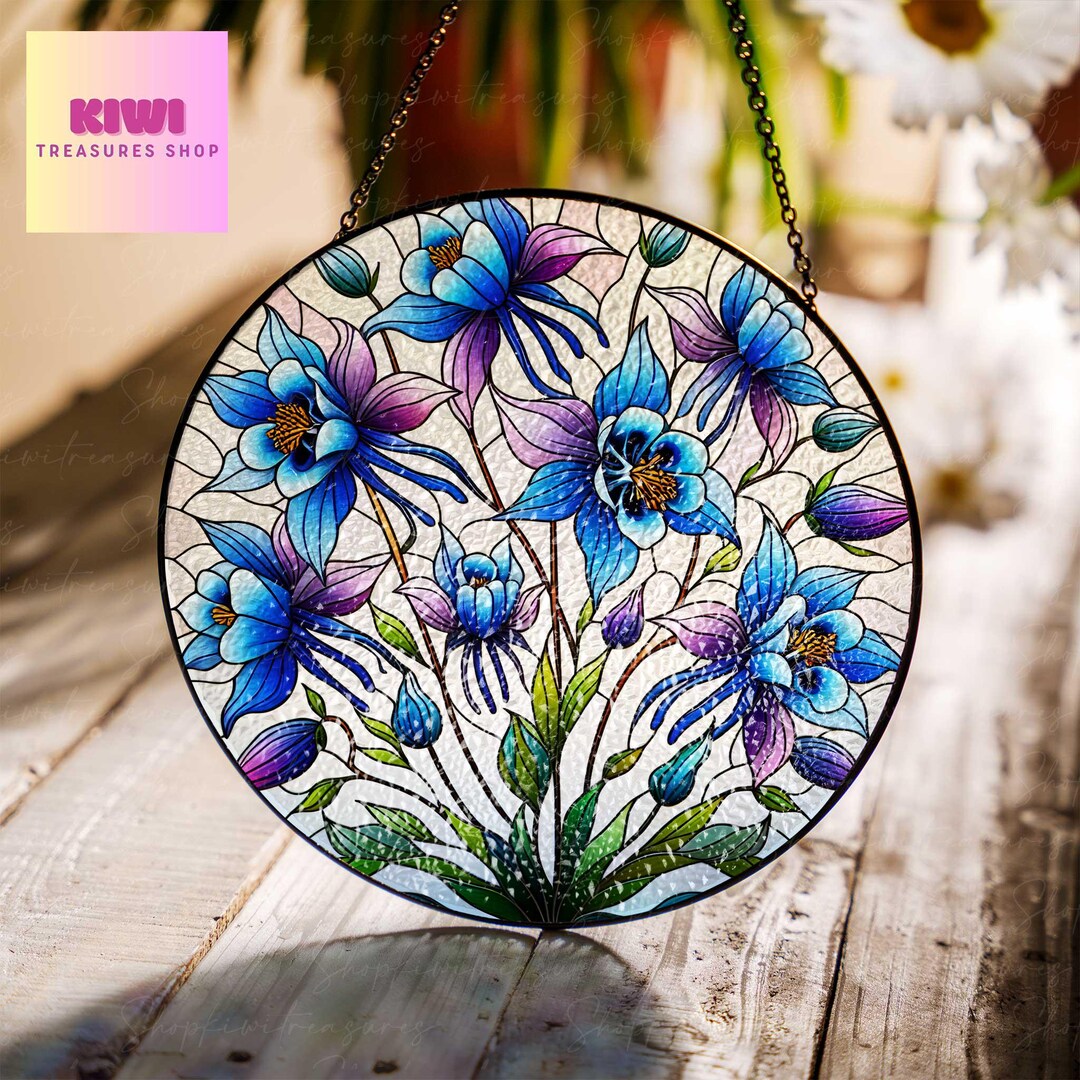 Colorado Blue Columbine Glass Suncatcher Colorado State Flower Art ...
