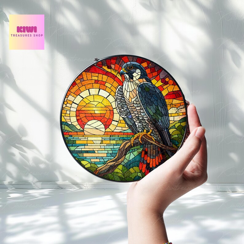 Peregrine Falcon Suncatcher: Sunset Glass Bird Lover Decor - Etsy