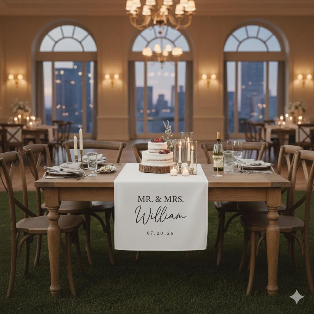Custom Wedding Table Sign: Personalized Name and Date Reception Decor ...