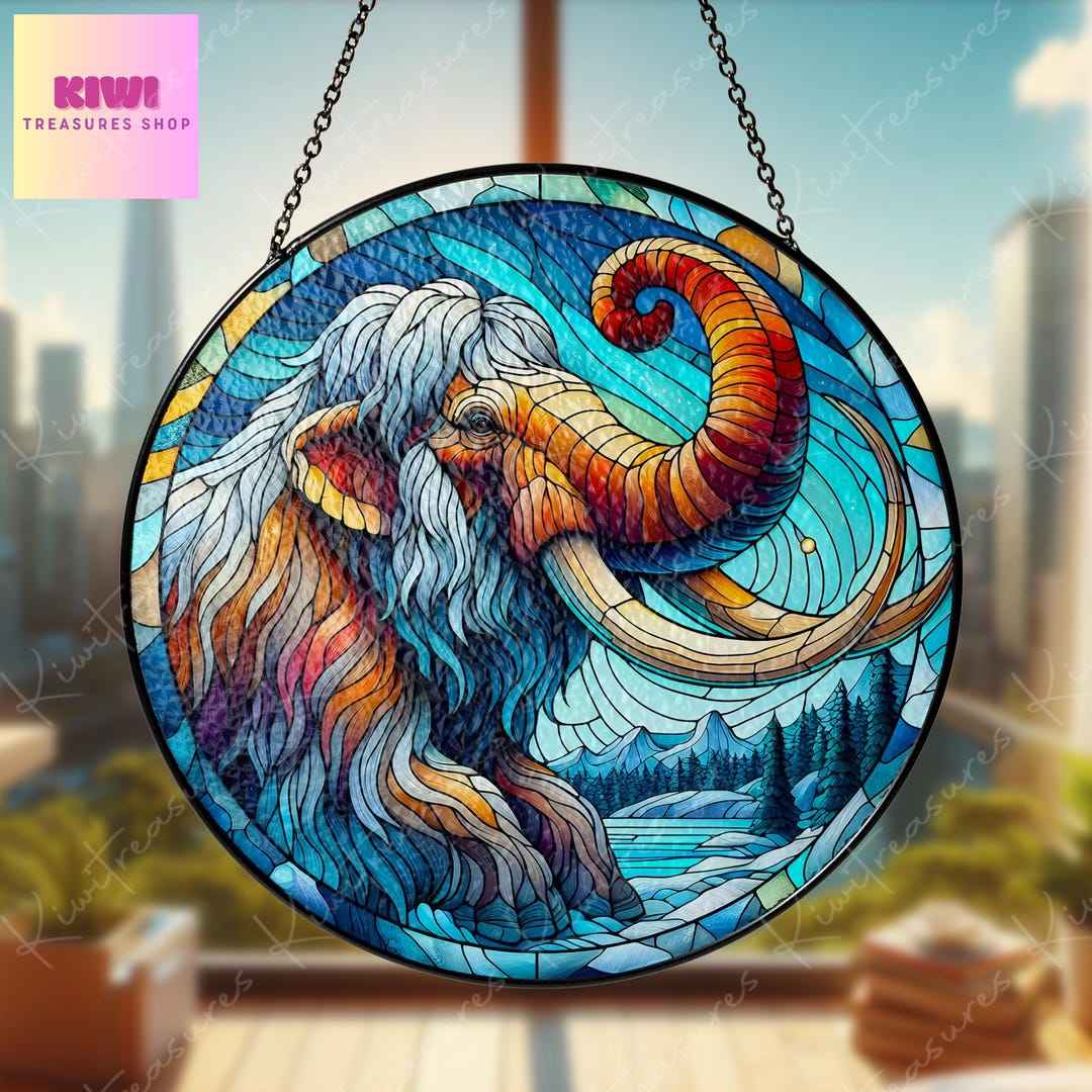 Mammoth GLASS Suncatcher Ornament, Window Hanging, Home Decor ...