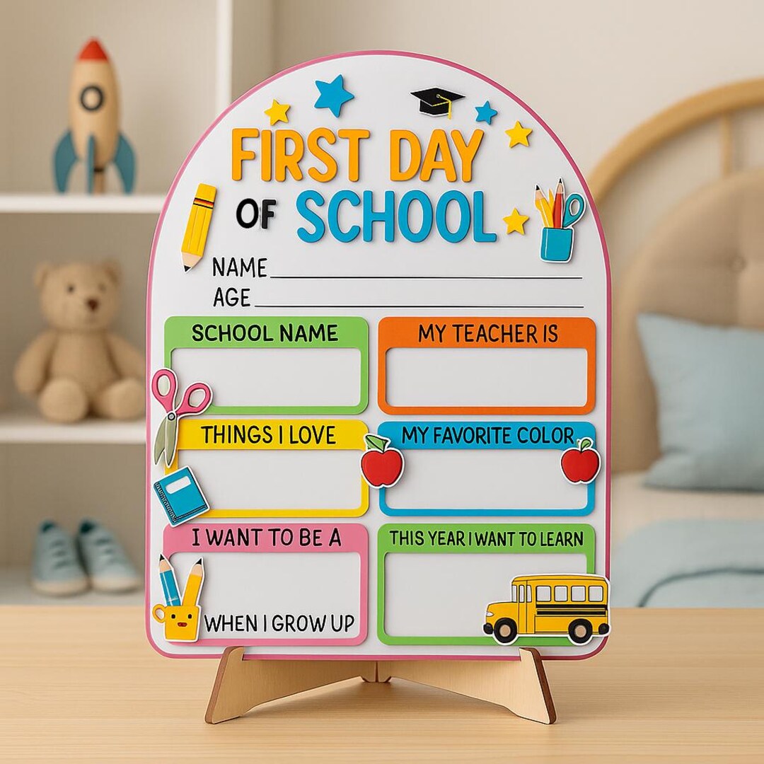 Reusable First Day of School Board Sign, Back to School Photo Prop,kids ...
