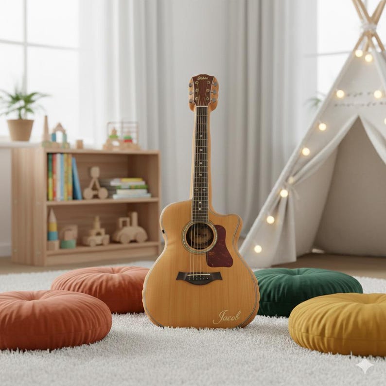 Custom Music Instrument Plush Pillow: Personalized Acoustic Guitar ...