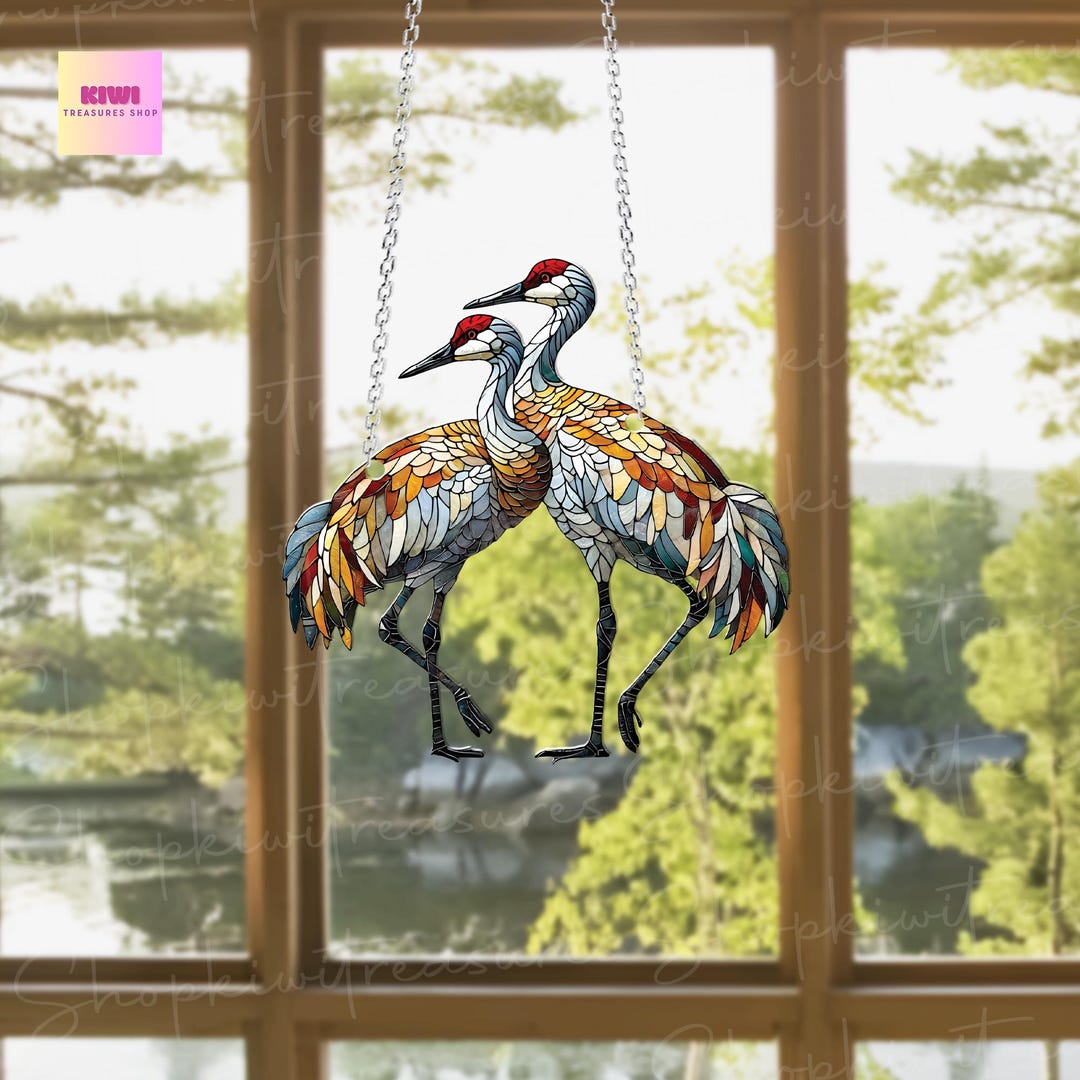 Sandhill Crane Couple Acrylic Window Hanging: Bird Lover Gift - Etsy