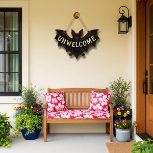 Funny Gothic Bat Door Sign: Spooky Halloween Wooden Plaque - Etsy