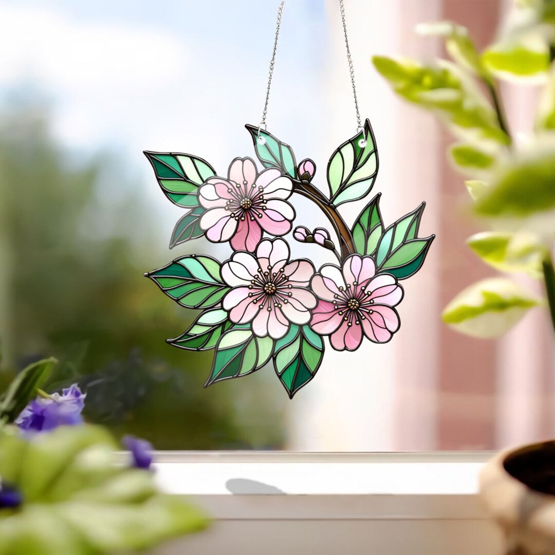 ACRYLIC Sakura Flower Window Hanging, Sakura Flower Home Decor, Mother ...