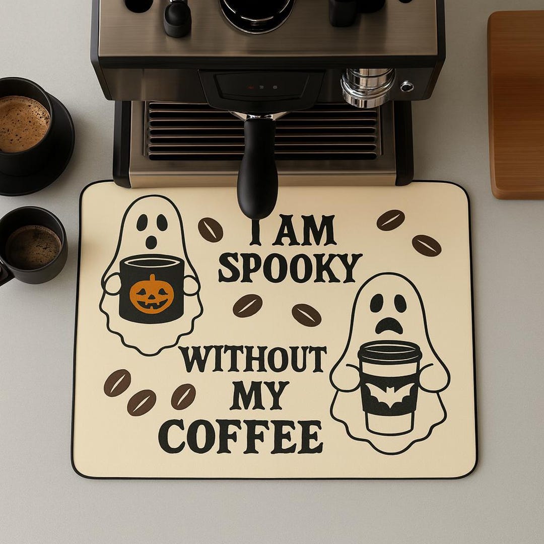 Spooky Ghost Coffee Bar Mat: Funny Halloween Kitchen Decor - Etsy