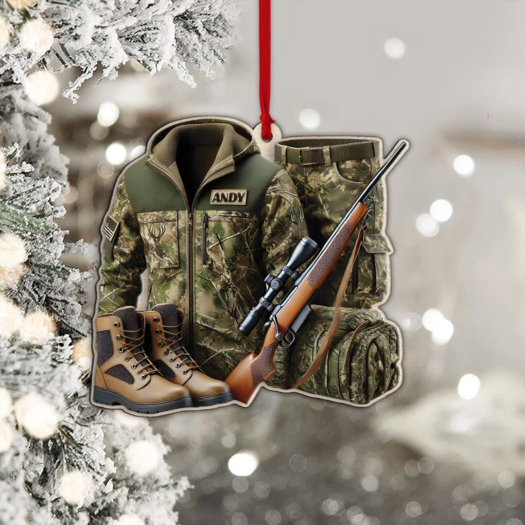 Custom Hunting Ornament • Personalized Camo Gear Flat Christmas ...