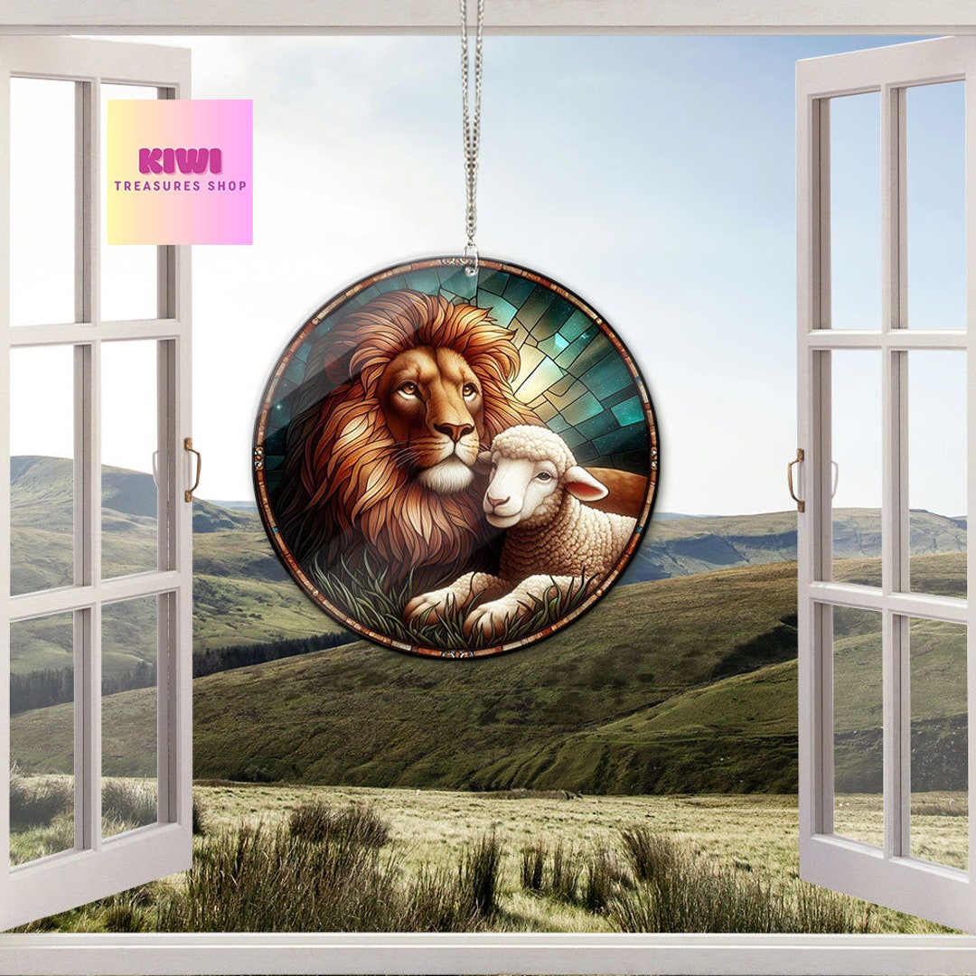 Lion Lamb ACRYLIC Window Hanging, Lion of Judah Window Hangings ...