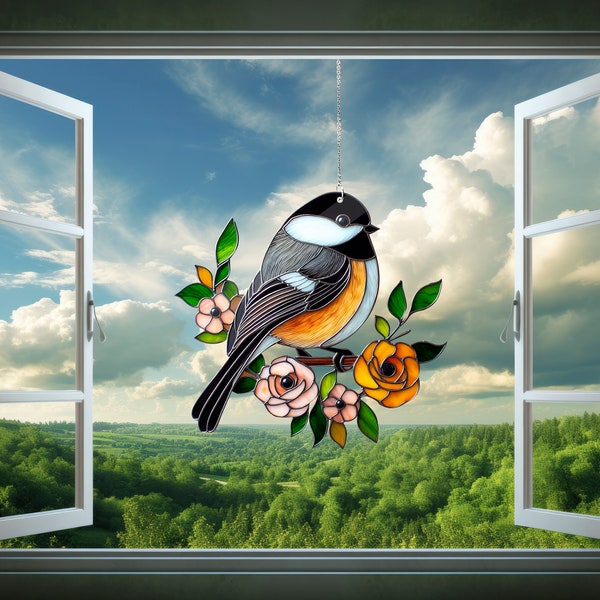 Stained Glass Chickadee - Etsy