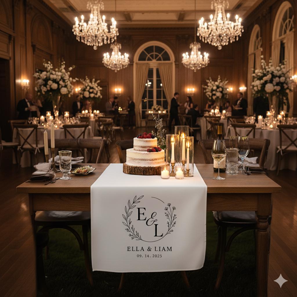 Custom Wedding Table Runner With Initials, Names, and Date - Etsy