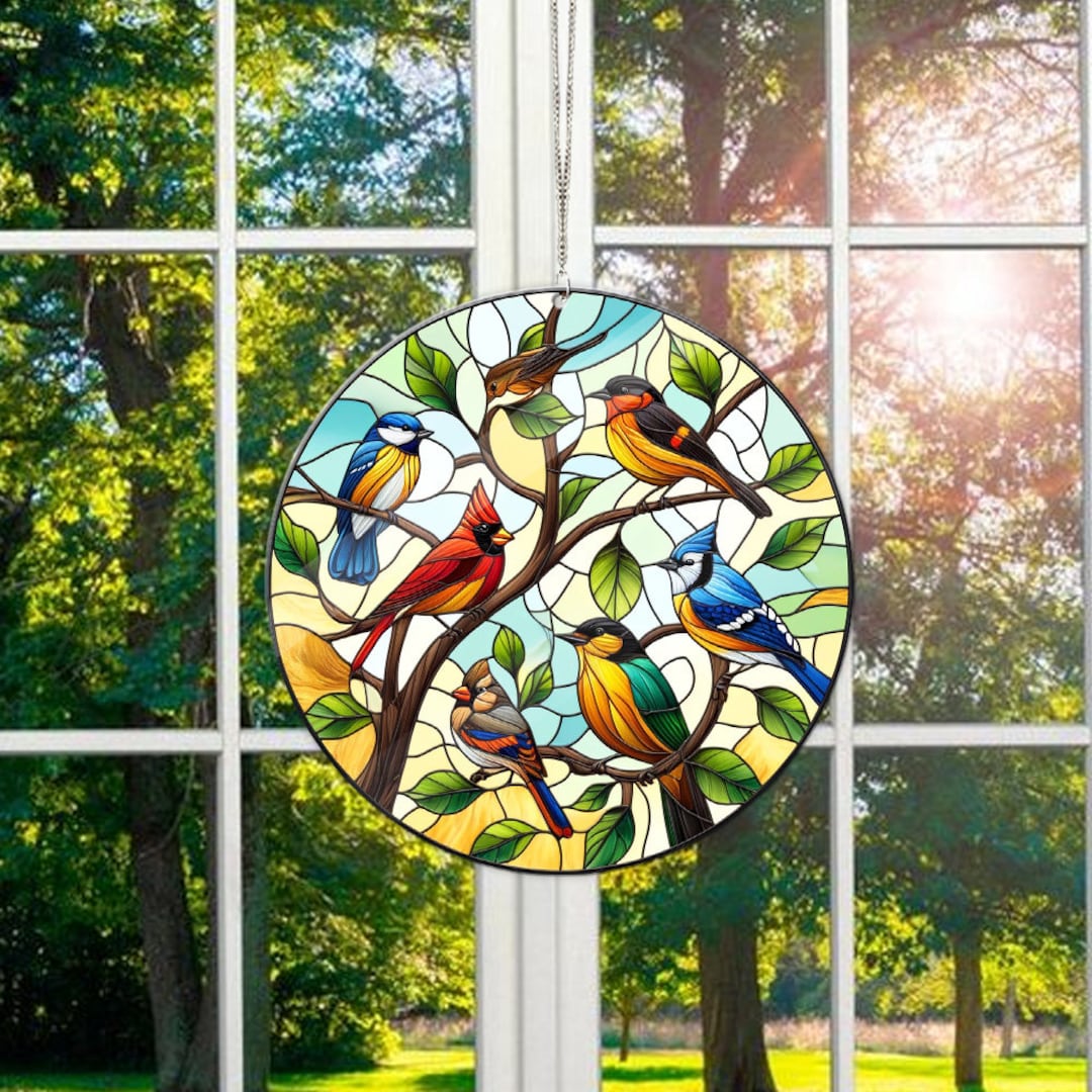 Birds on Branch ACRYLIC Window Hanging, Birds Decor, Bird Home Gift ...