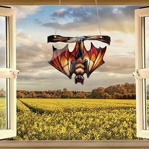 Bat Upside Down Acrylic Window Hanging, Indoor Decor, Bat Lovers Gift ...