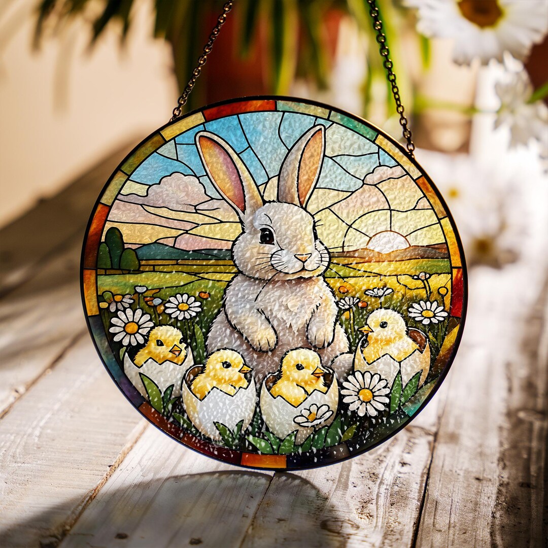 Easter Chicks Glass Suncatcher, Spring Decor for Easter Day Celebration ...