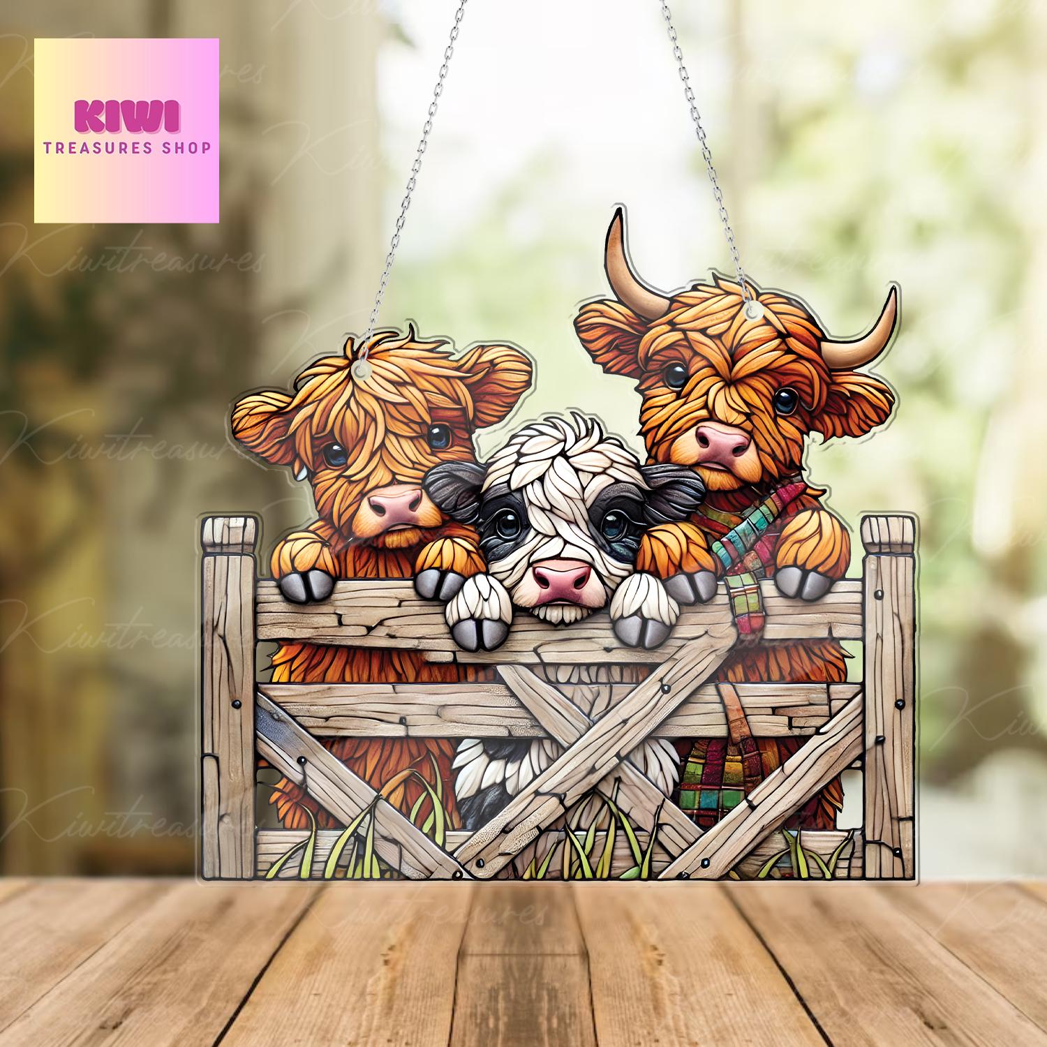 Highland Cow Acrylic Window Hanging: Farmhouse Decor - Etsy
