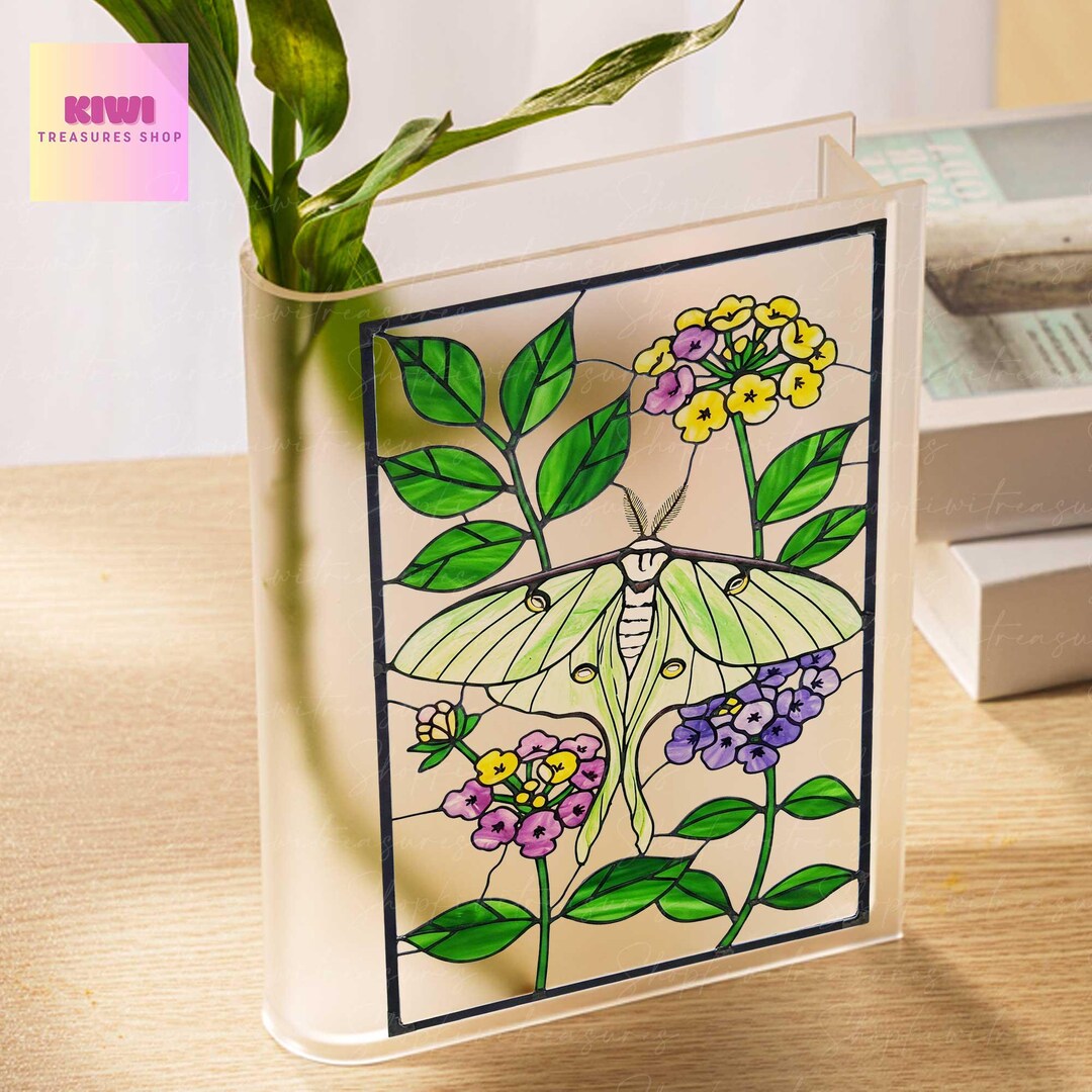 Luna Moth Acrylic Book Vase: Frosted Bookworm Decor - Etsy