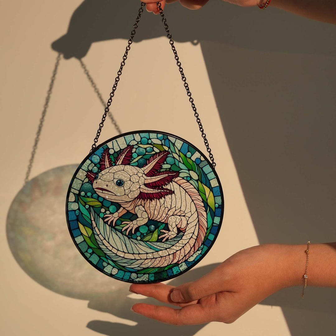 Axolotl Glass Suncatcher: UV Print Window Hanging - Etsy