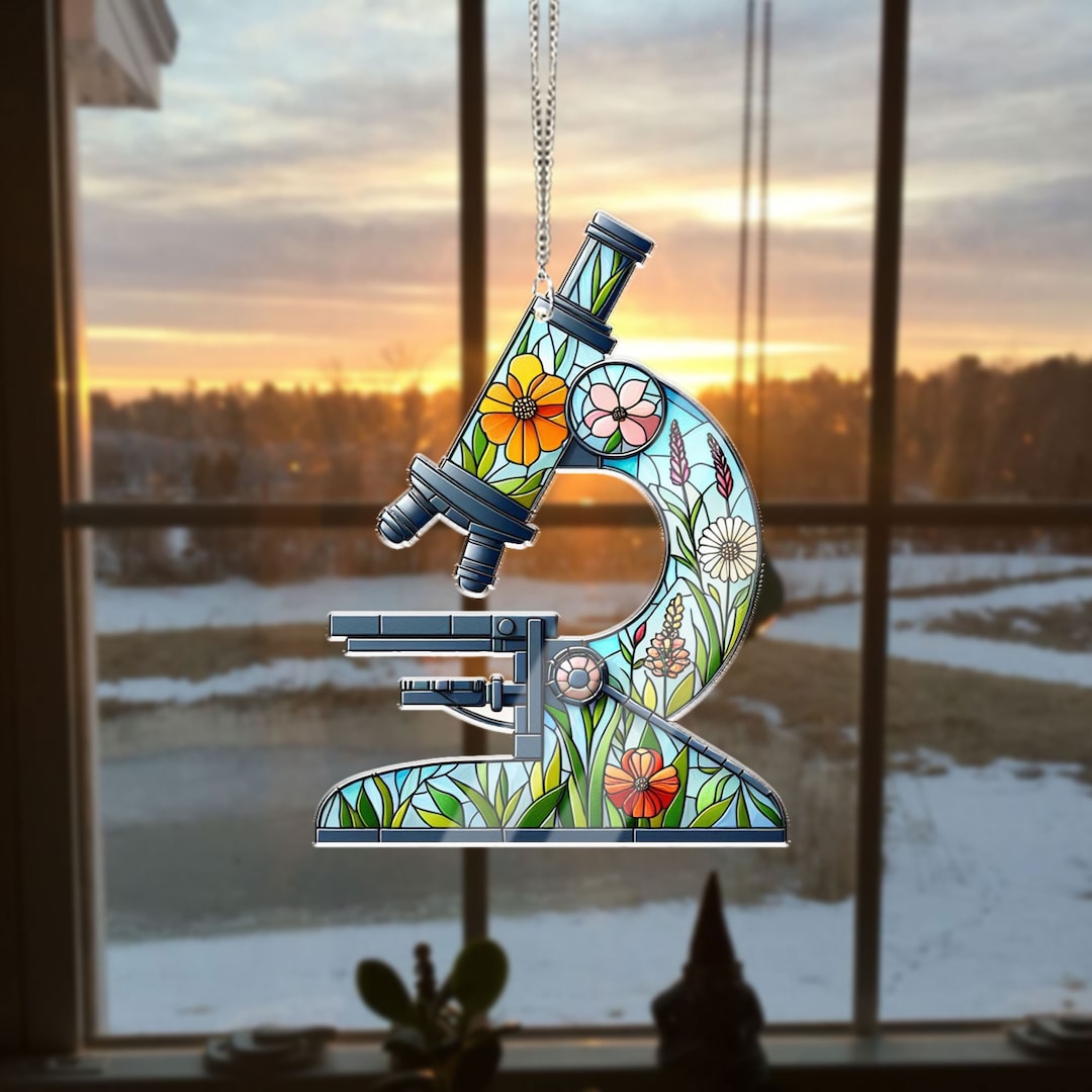 Floral Microscope Acrylic Window Hanging: Stained Glass Inspired Art - Etsy
