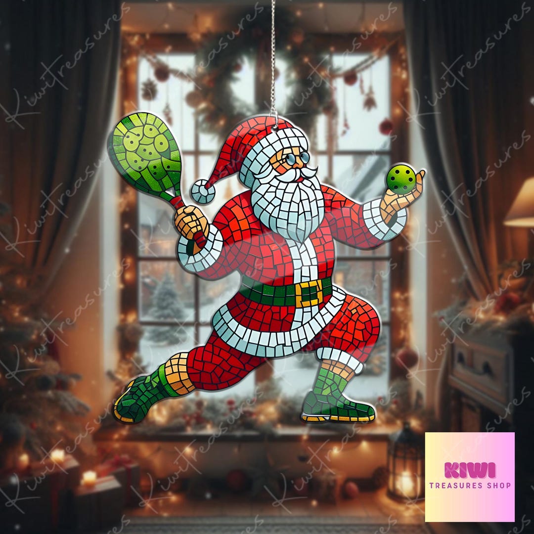 ACRYLIC Pickleball Santa Window Hanging, Pickleball Lover Gift ...