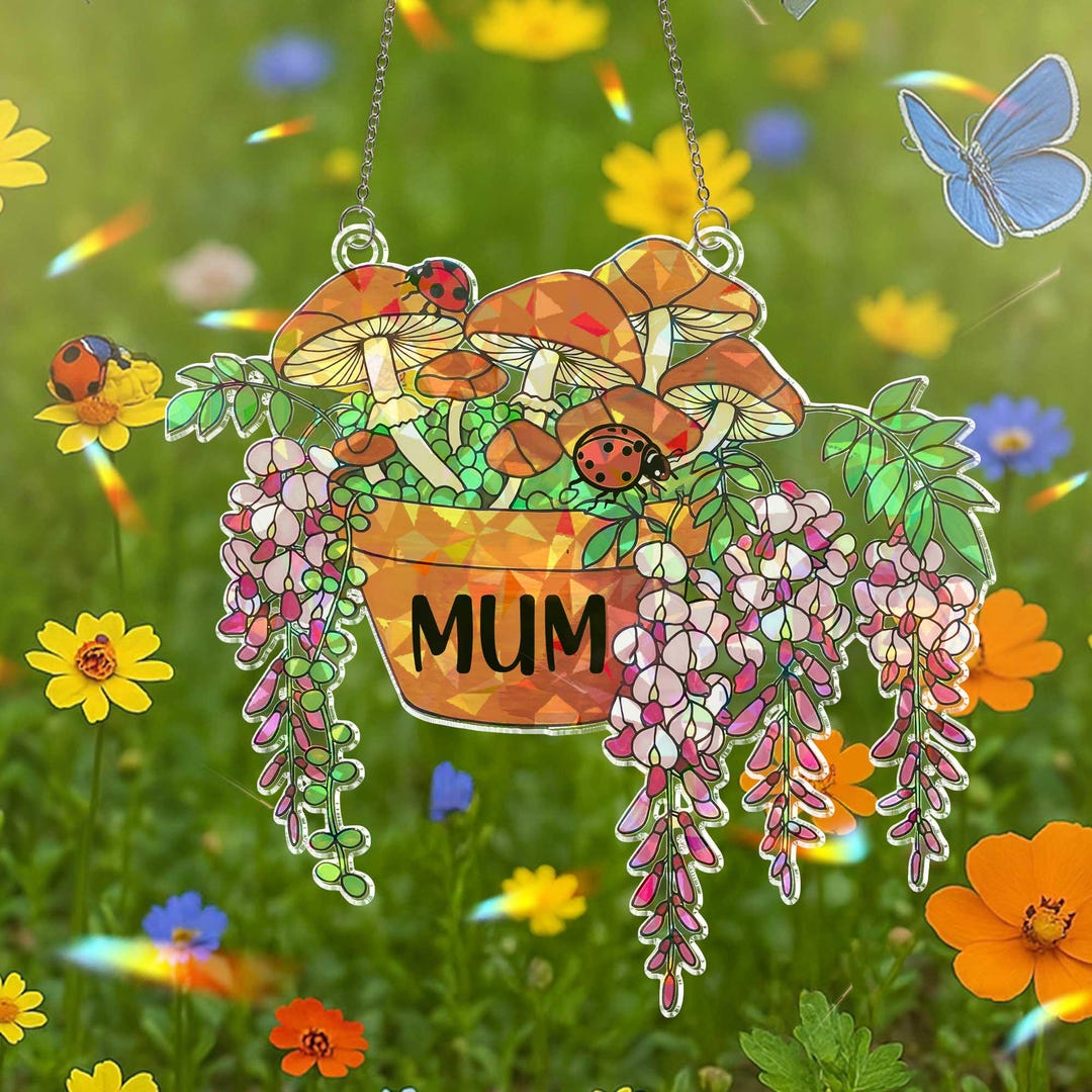 Custom Mum Grandma Mushroom Ladybug Suncatcher - Mother's Day Acrylic ...