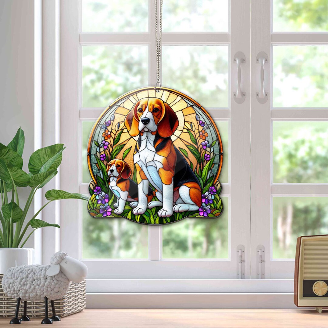 Beagles Stained Glass Arylic Window Hangnigs, Beagles Window Decor, Gift for Beagles Lover, Gift ...