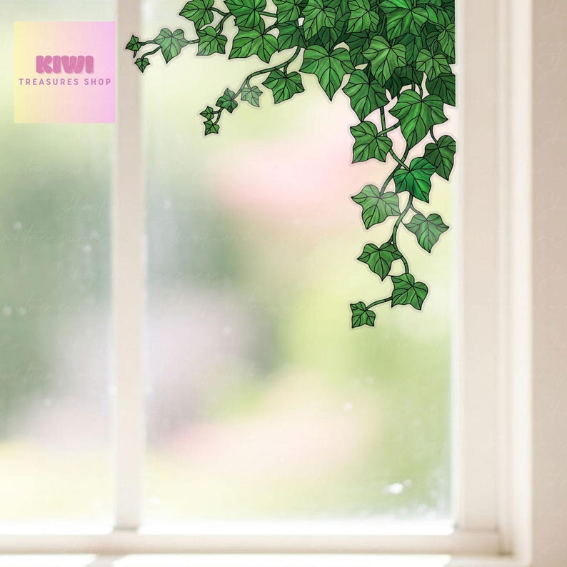 Ivy Branch Window Decal: Transparent Plant Vinyl Sticker - Etsy