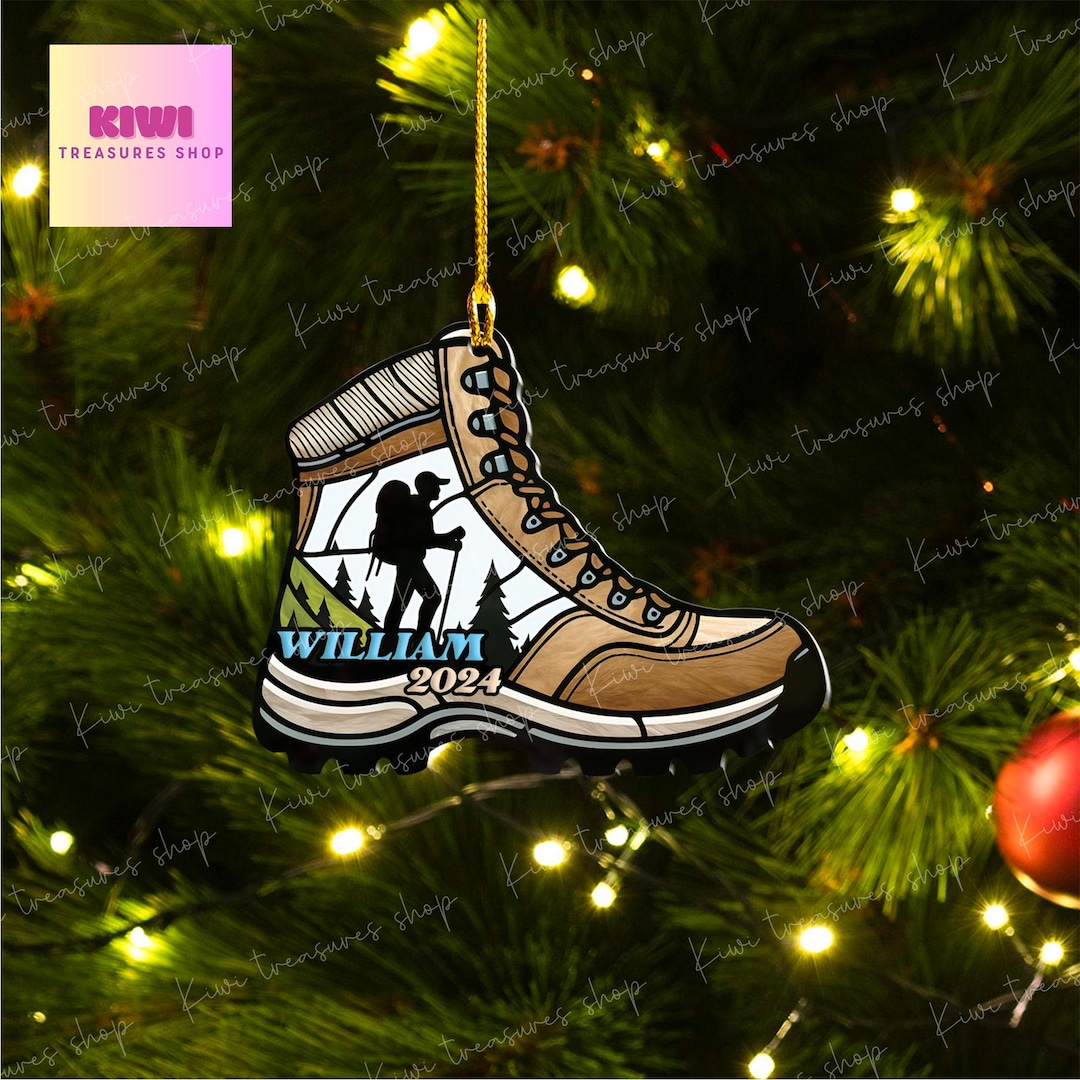 Personalized Hiking Boots Ornament, 2d Flat Hiking Ornament, Christmas ...