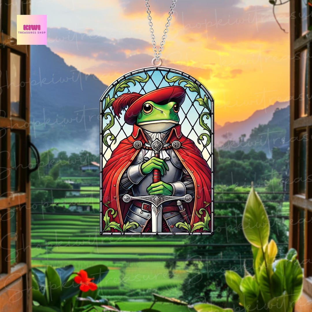Frog ACRYLIC Window Hanging, Frog Lovers Gift, Royal Knight Frog ...