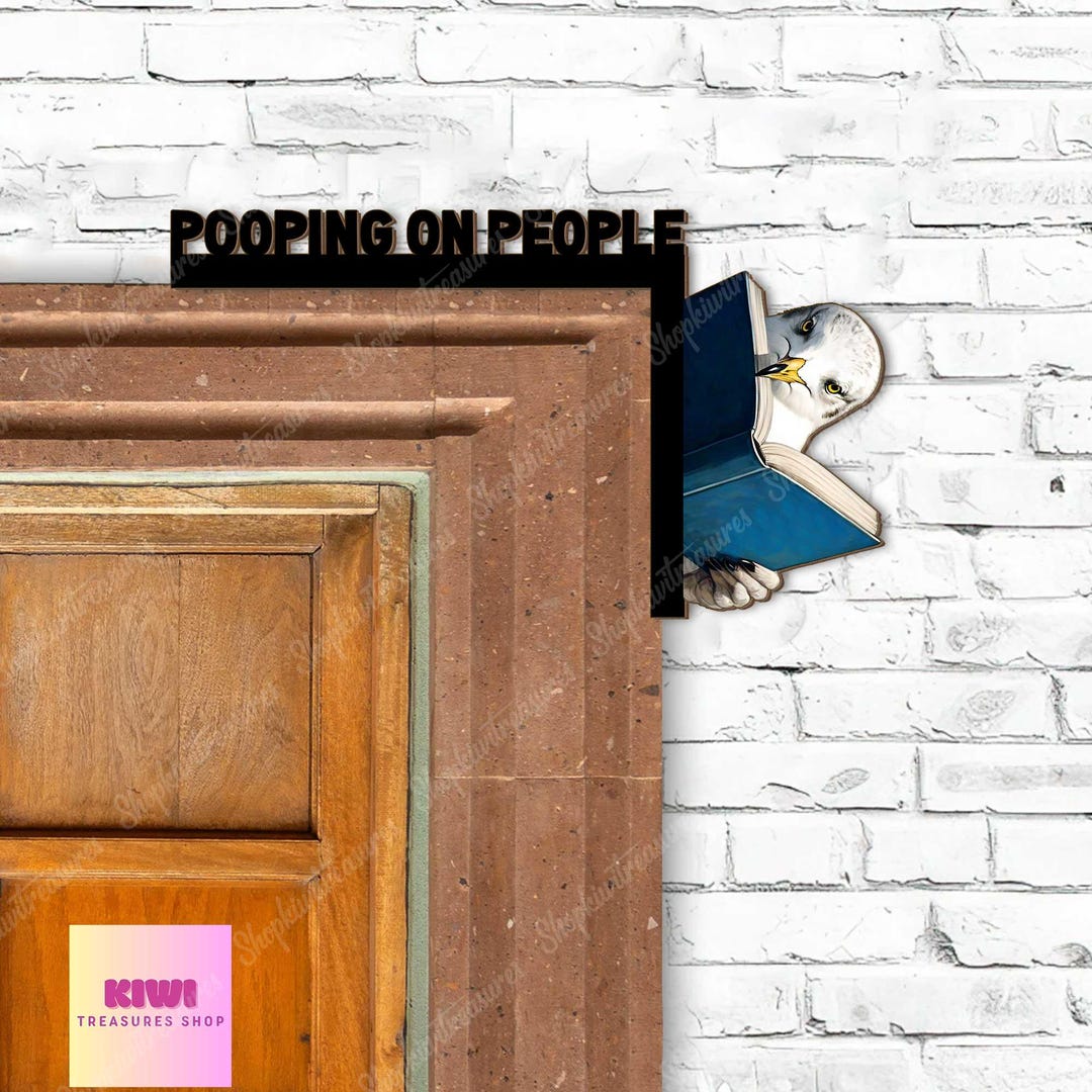 Funny Seagull Bathroom Wood Door Corner Sign, Pooping on People Corner ...