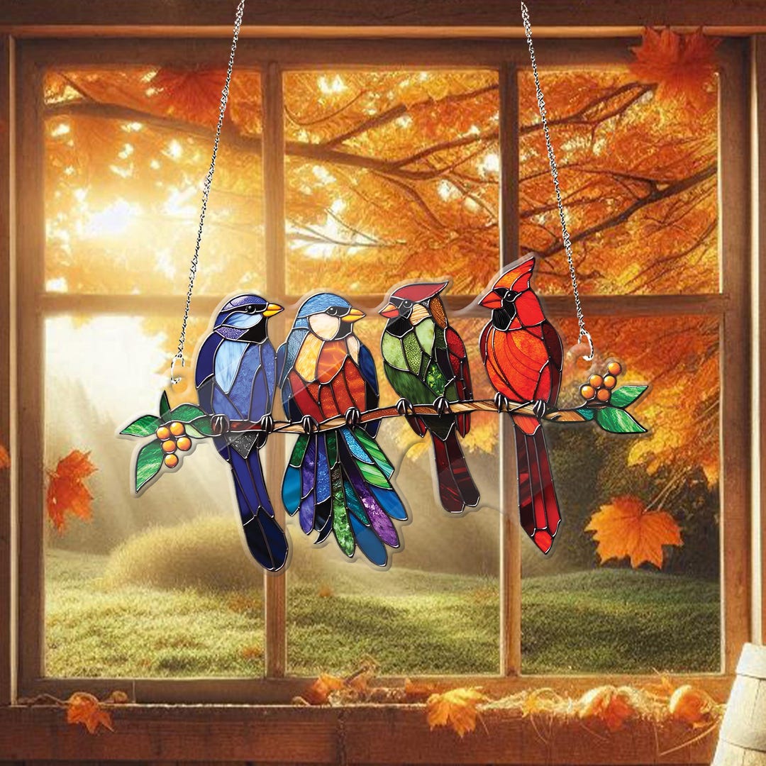 Acrylic Bird of Prey Window Hanging, Colorful Birds Decor - Etsy