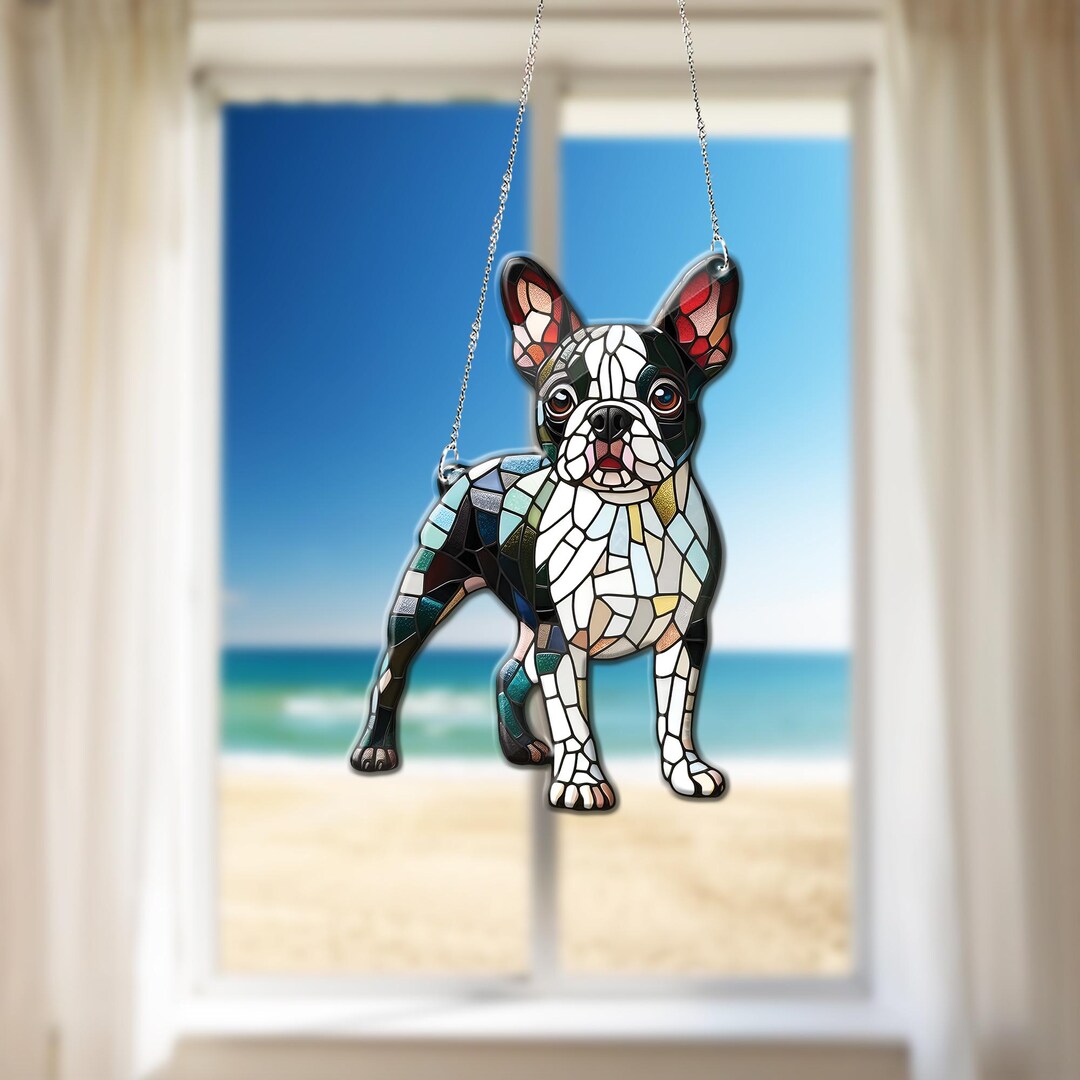 ACRYLIC Boston Terrier Window Hanging, Dog Lover Gift, Dog Mom Gift ...