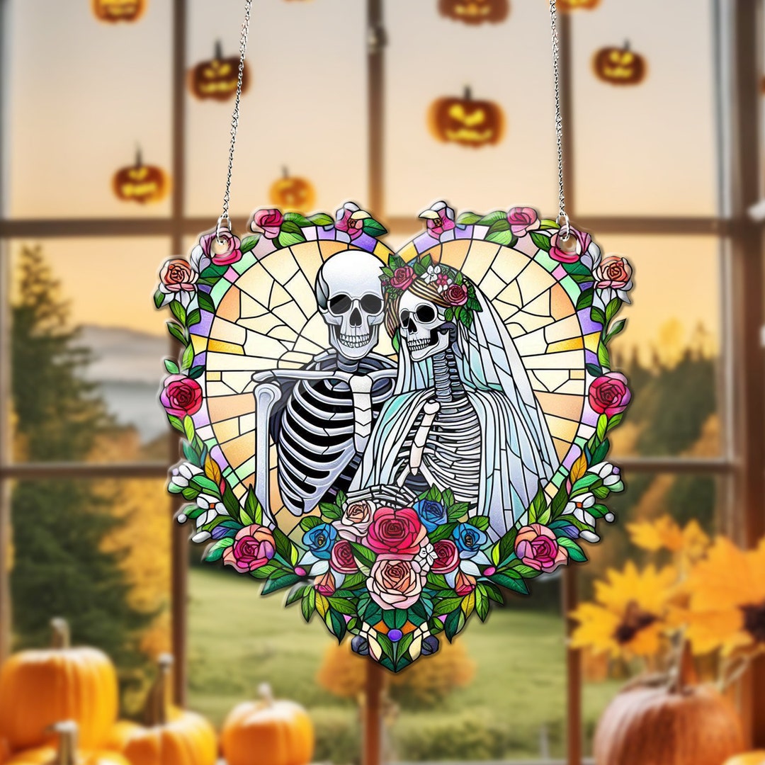 Skeleton Couple Window Hanging, Bride and Groom Hanging, Couple Gift ...