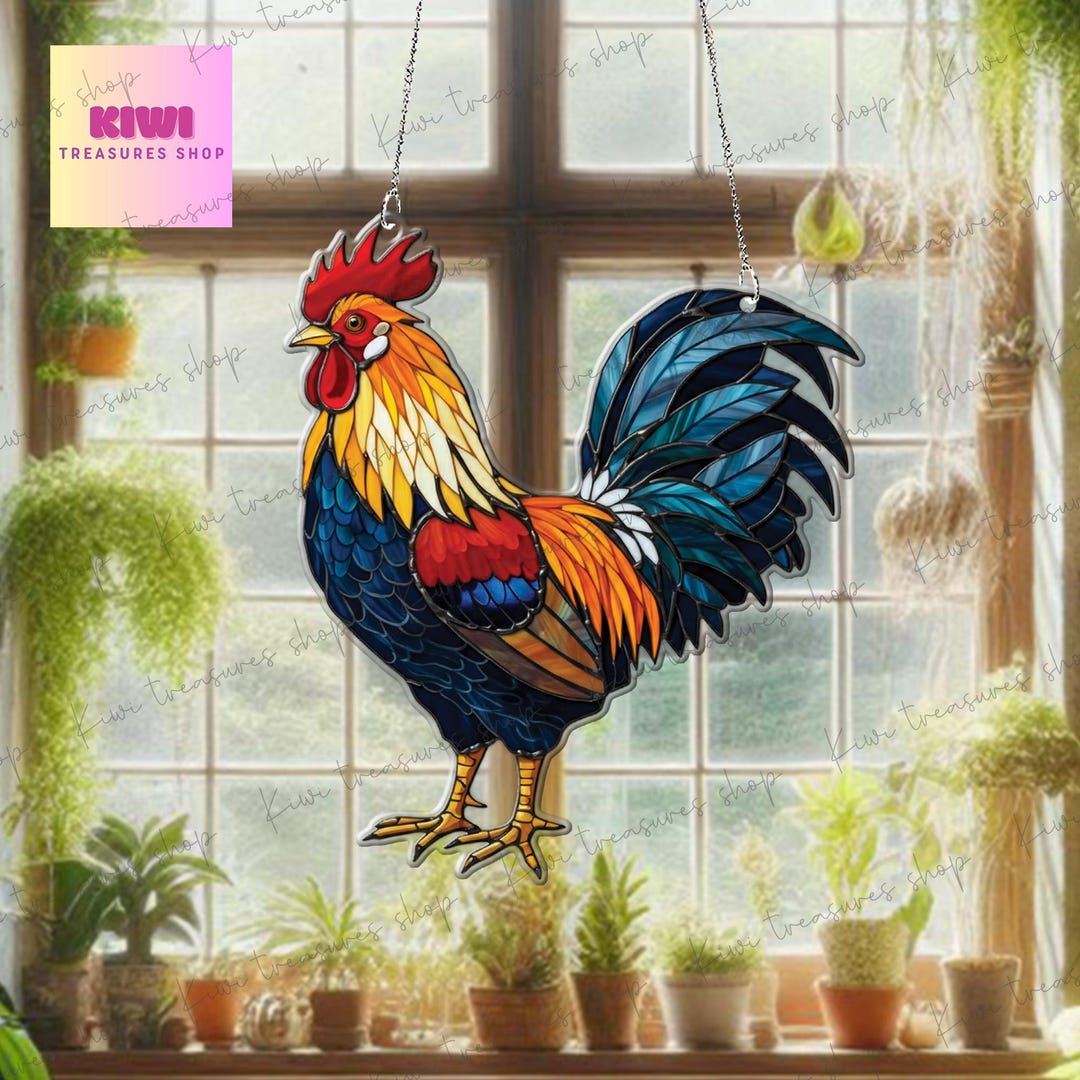 Acrylic Rooster Window Hanging: Farmhouse Decor, Chicken Lover Gift - Etsy