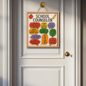 School Counselor Door Sign, Mental Health Affirmations Wall Art ...