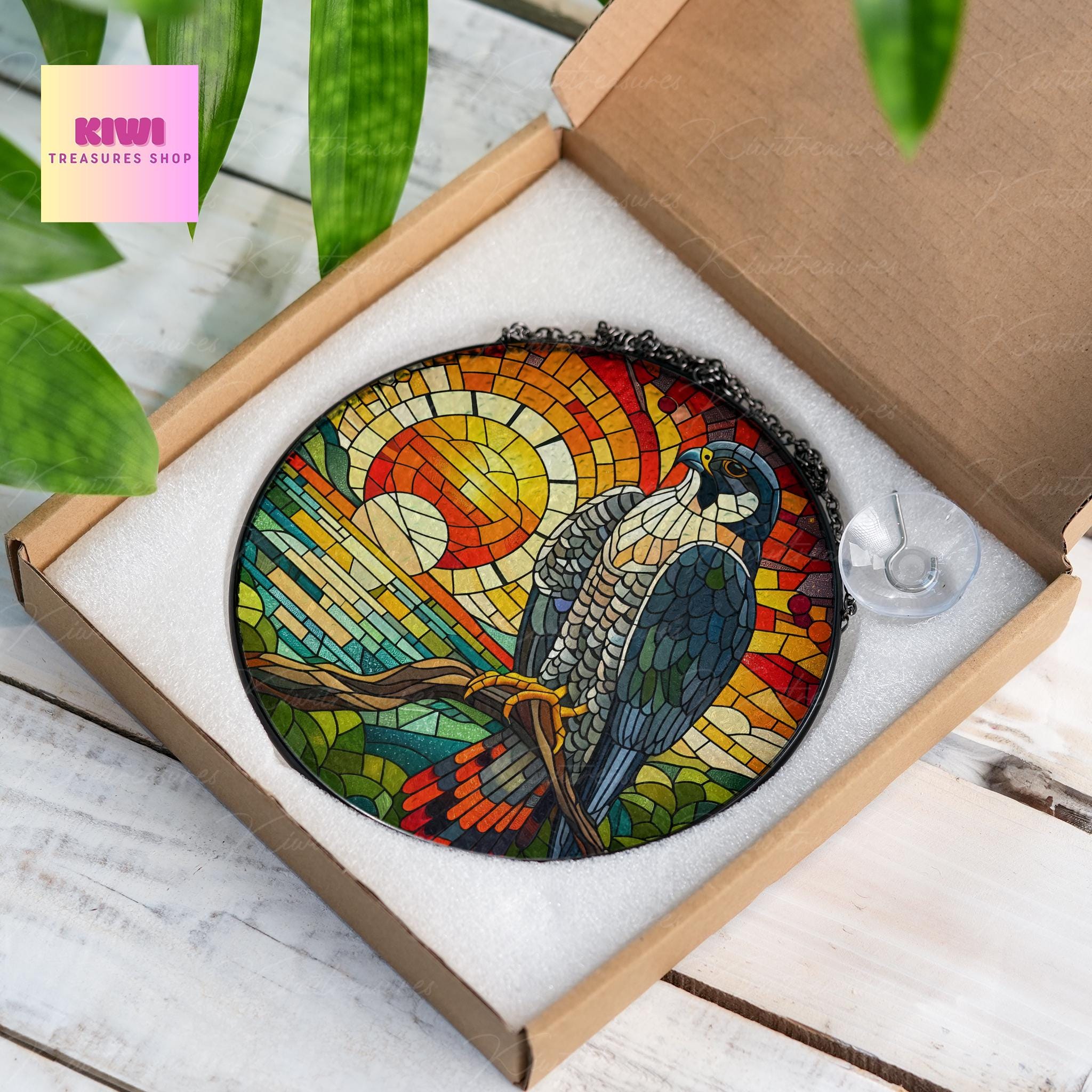 Peregrine Falcon Suncatcher: Sunset Glass Bird Lover Decor - Etsy