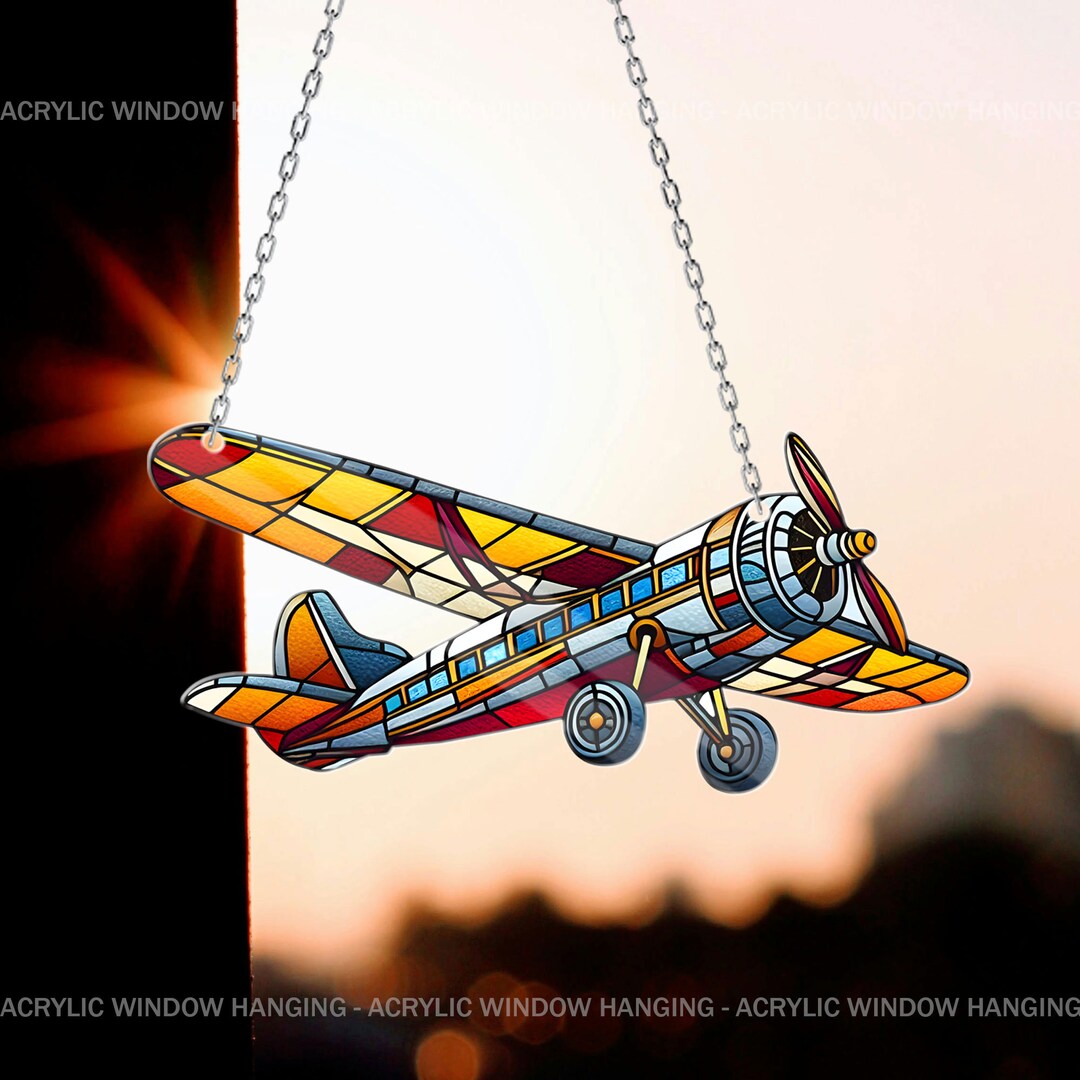 Biplane ACRYLIC Window Hanging, 2d Biplane Acrylic Window Decor ...
