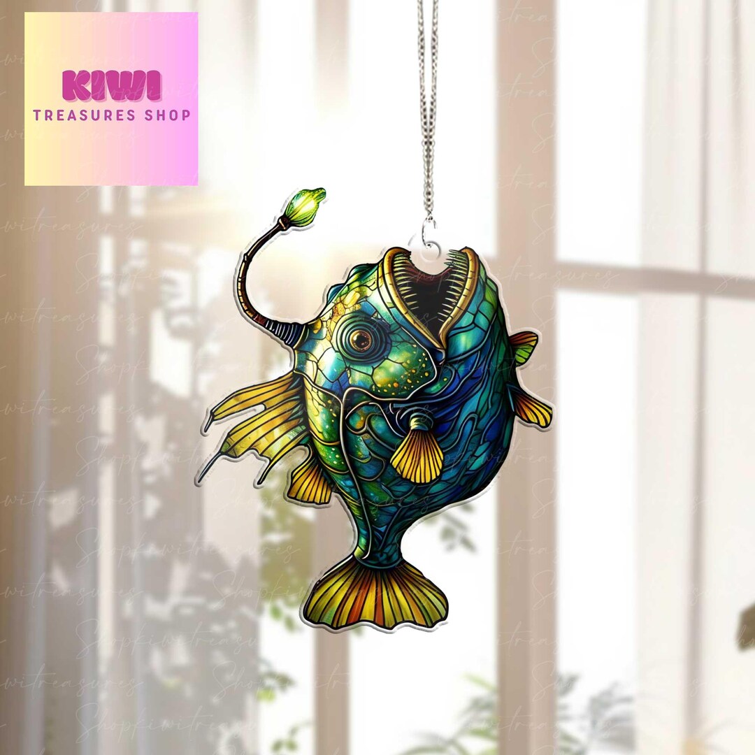 Angler Fish Acrylic Window Hanging, Anglerfish Window Art, Sea Monster ...