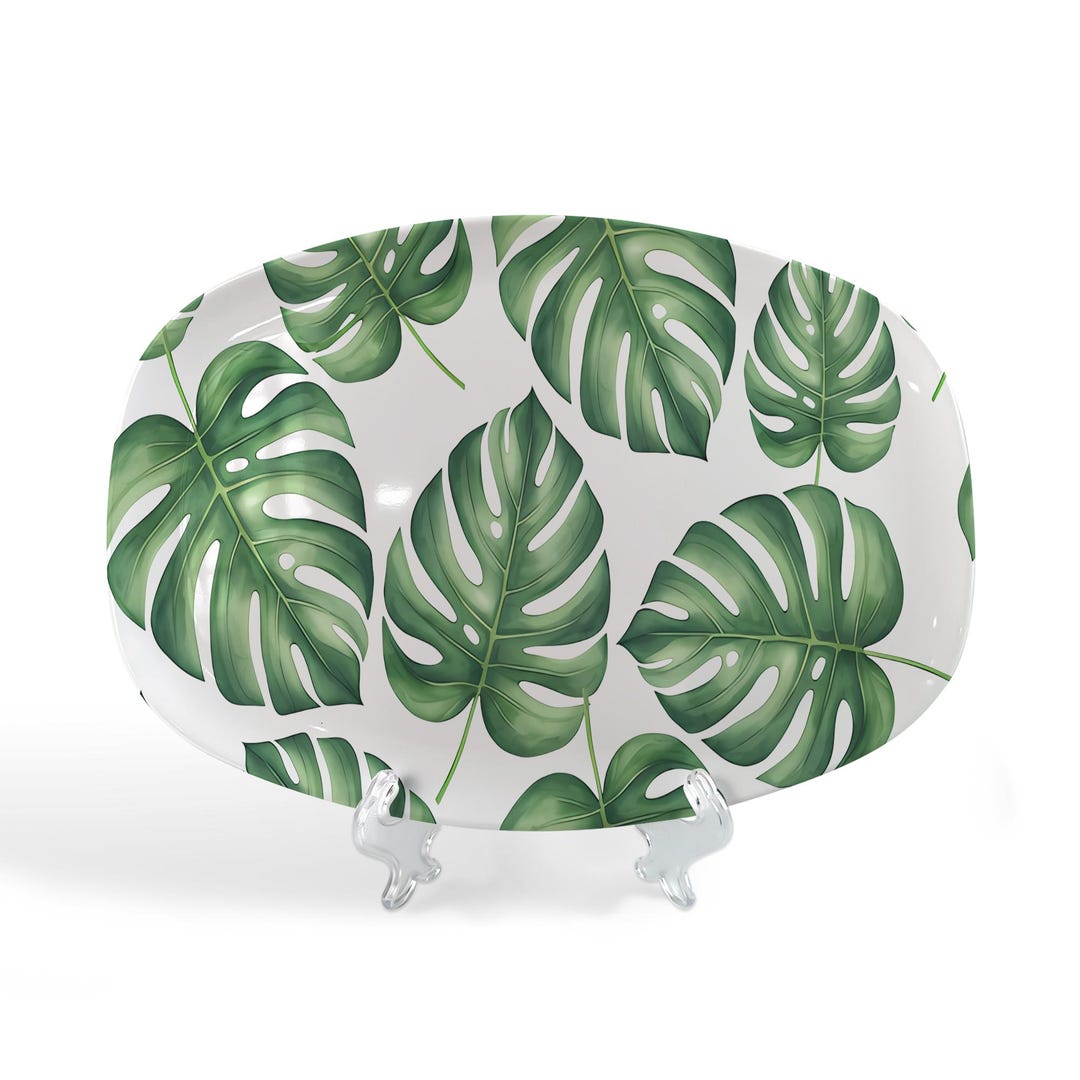 Monstera Leaf Platter, Tropical Decor Plate, Jungle Theme Tray ...