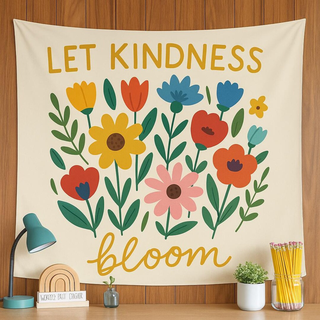 Kindness Bloom Tapestry: Floral Classroom Decor, Positive Affirmation ...