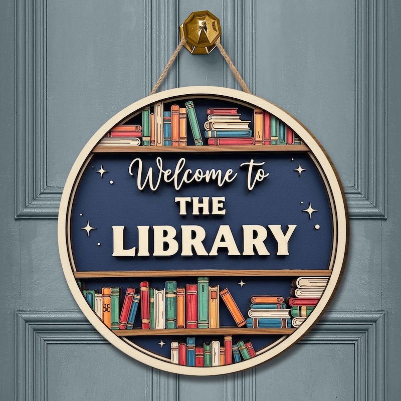 Library Sign - Etsy