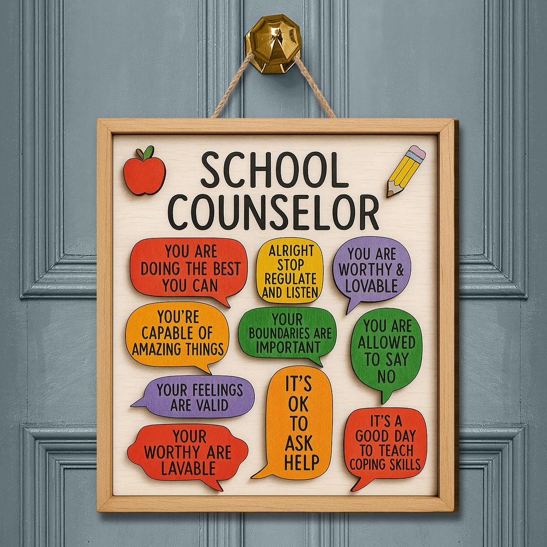 School Counselor Door Sign, Mental Health Affirmations Wall Art ...