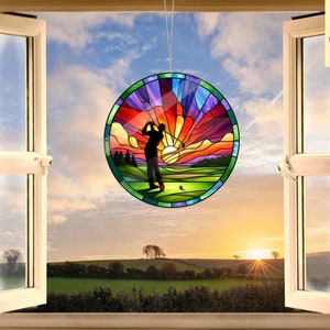 ACRYLIC Sunset Golfing Window Hanging, Golf Hanging, Father's Day Gift ...