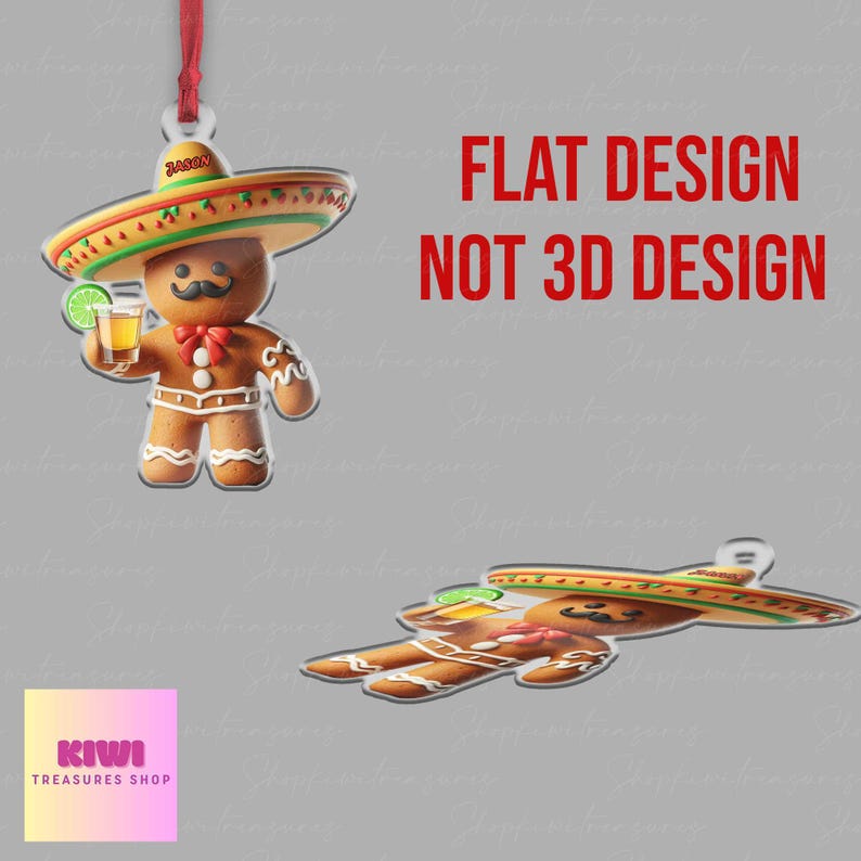 Custom Tequila Gingerbread Man Ornament, Feliz Navidad, Mexican ...