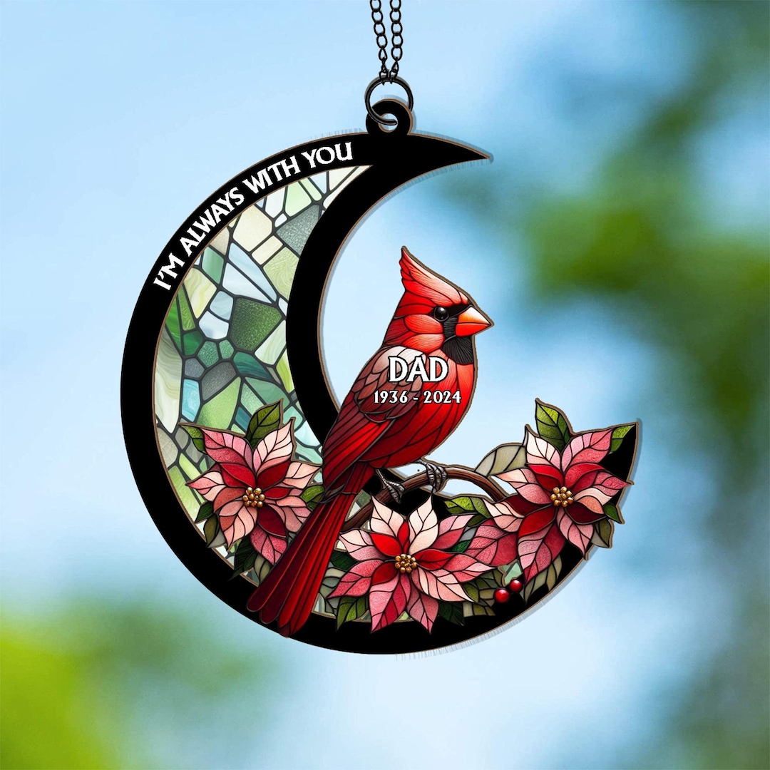 Personalized Cardinal Memorial Suncatcher Ornament: Custom Photo Gift ...