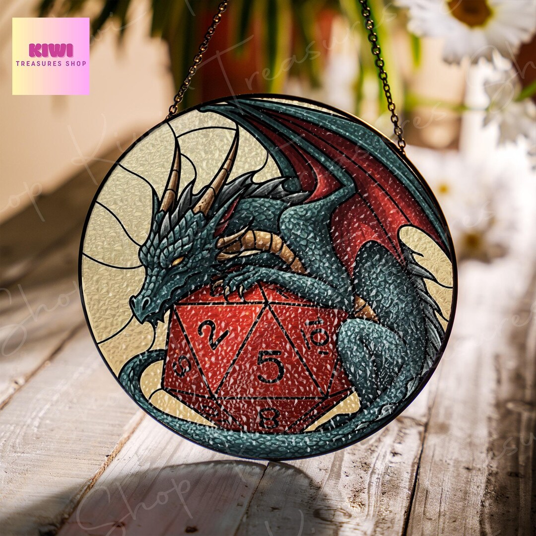 Dungeons and Dragons Glass Window Hanging, Dragons Dnd Dice 20, Roll ...