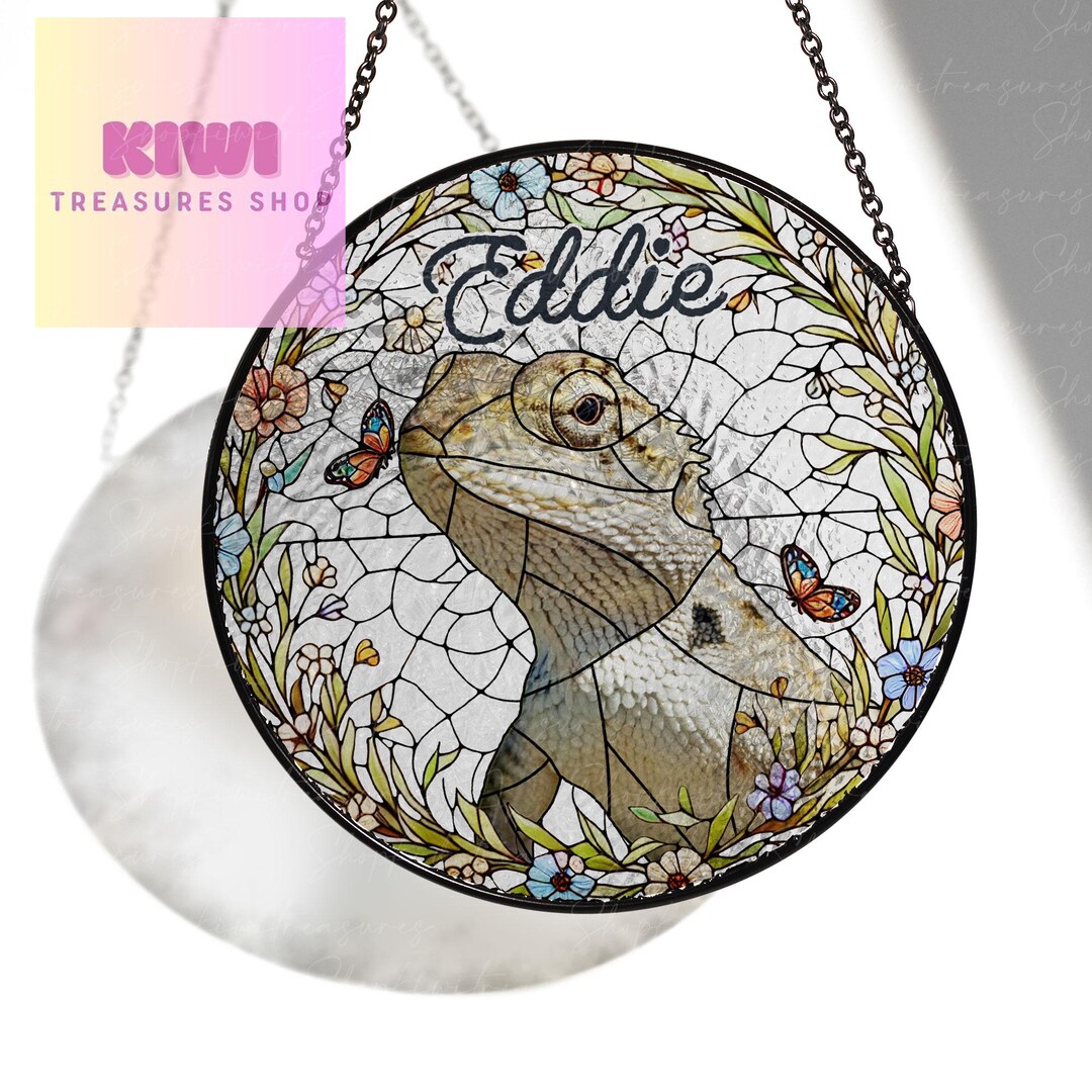 Custom Bearded Dragon Portrait Suncatcher: Reptile Pet Memorial Gift ...