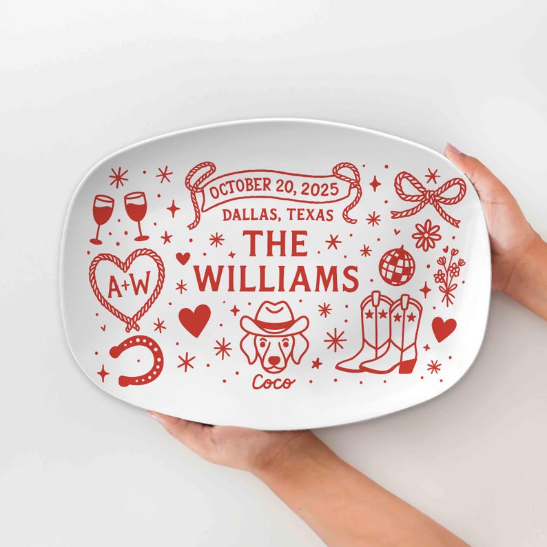 Personalized Western Wedding Platter: Custom Ranch Keepsake With Pet ...