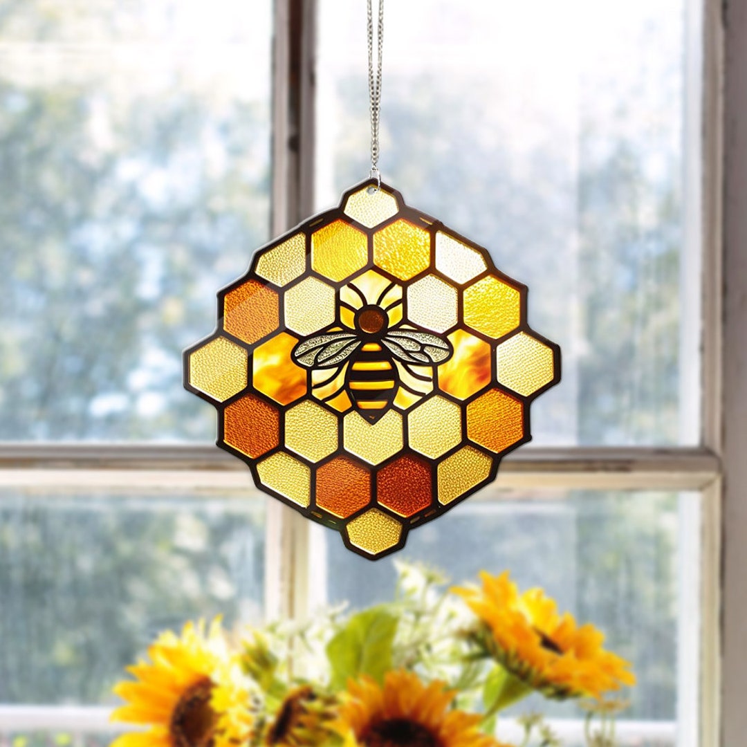 Honey Bee ACRYLIC Window Hanging , Honey Bee Acrylic Window Decor ...