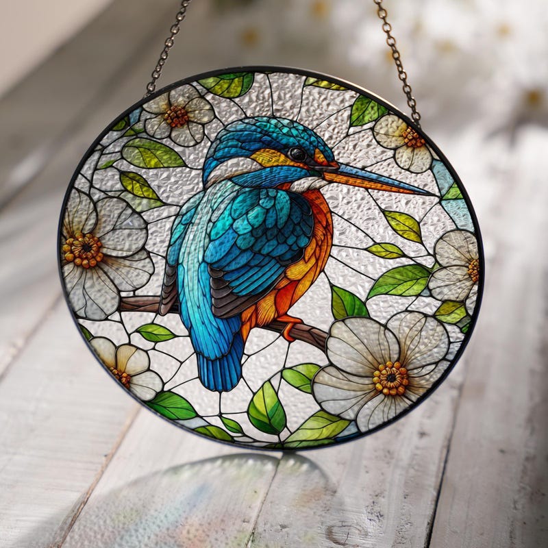 Kingfisher Stained Glass - Etsy